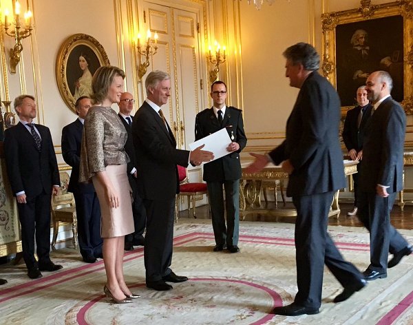 Queen Mathilde and King Philippe at a royal reception