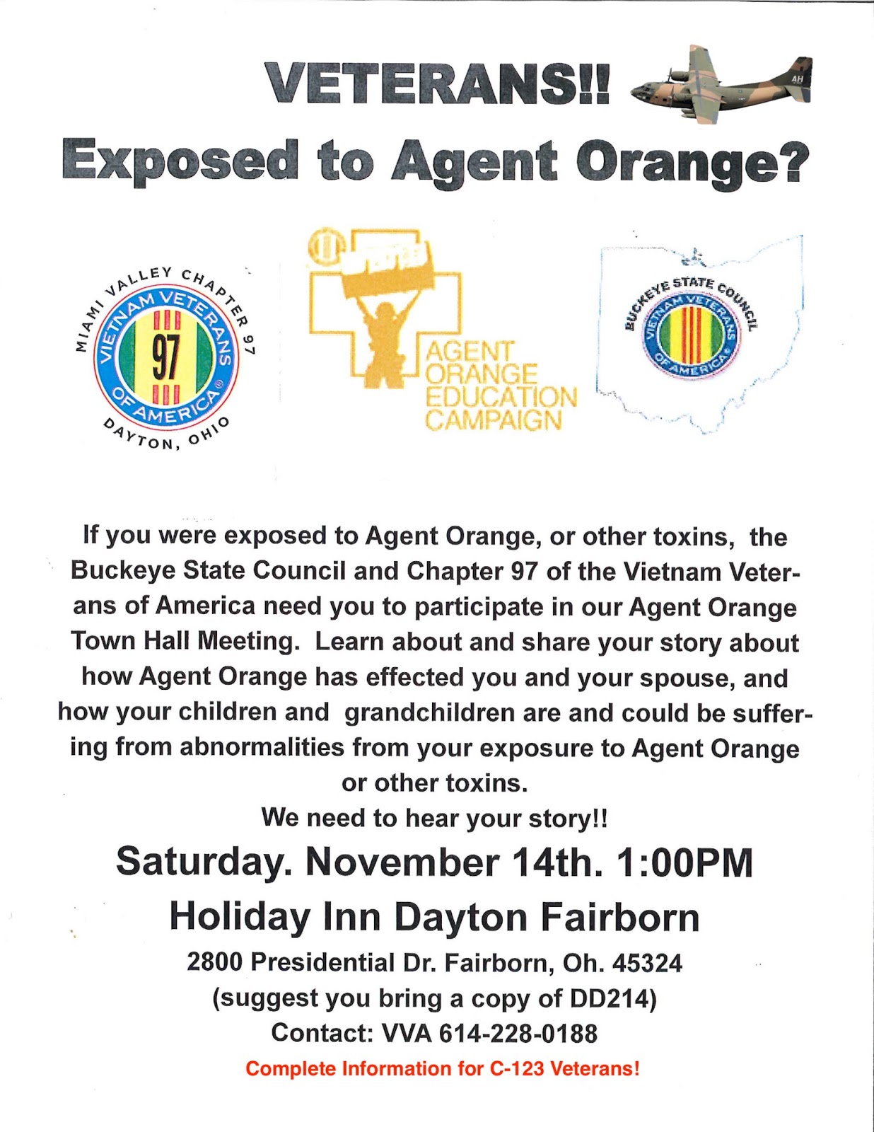 Agent Orange - C-123K Aircrew & Maintainers - VA now honors our Agent ...