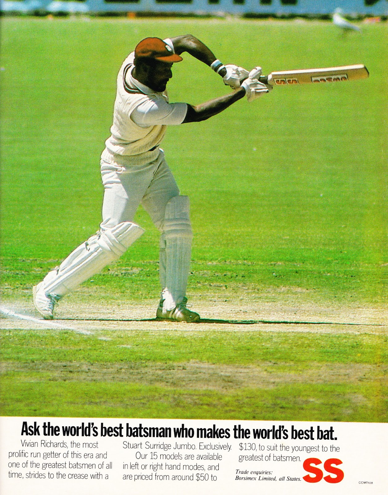 Barry Richards' bat vs David Warner's : r/Cricket