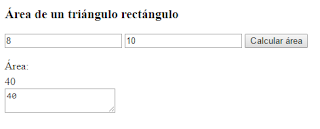 Prácticas javascript: Calcular el área de un triángulo rectángulo