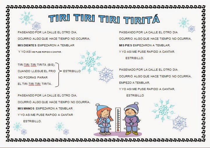 CANTORES INFANTILES: INVIERNO. TIRI TIRI TIRI TIRITÁ.