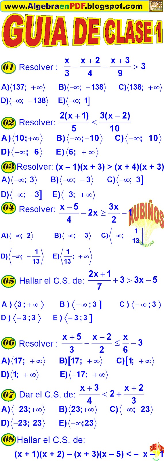 INECUACIONES EJERCICIOS RESUELTOS PDF