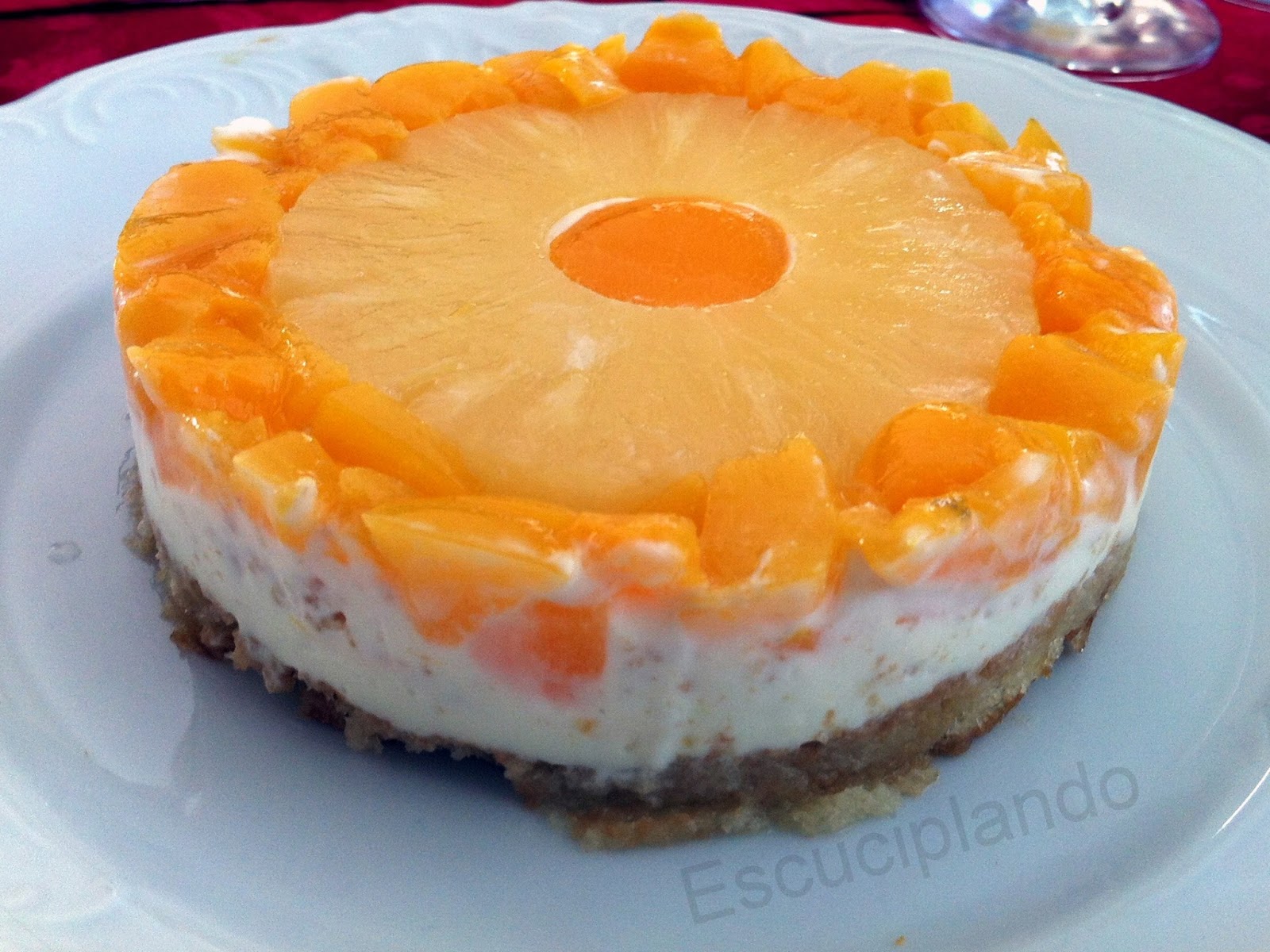 Escuciplando: TARTA FRÍA DE PIÑA Y MELOCOTÓN