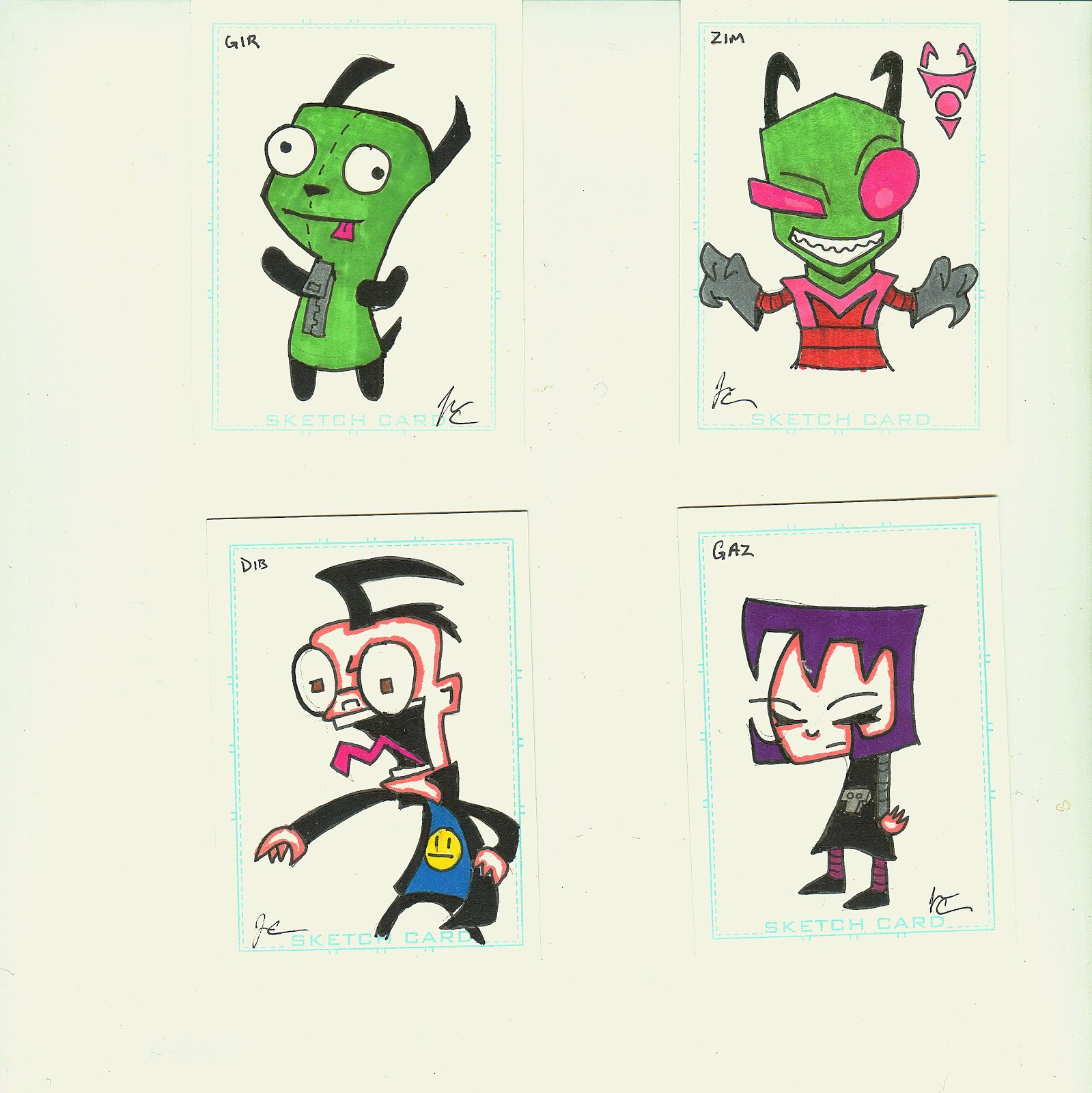 Top Mouse Art work: Invader Zim Sketch Cards