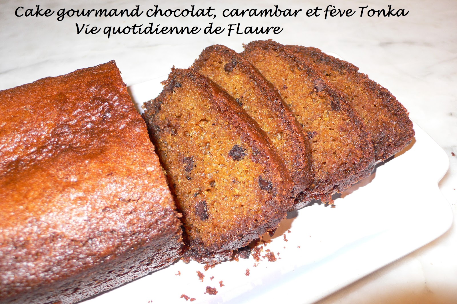 Cake gourmand chocolat, carambar et fève Tonka