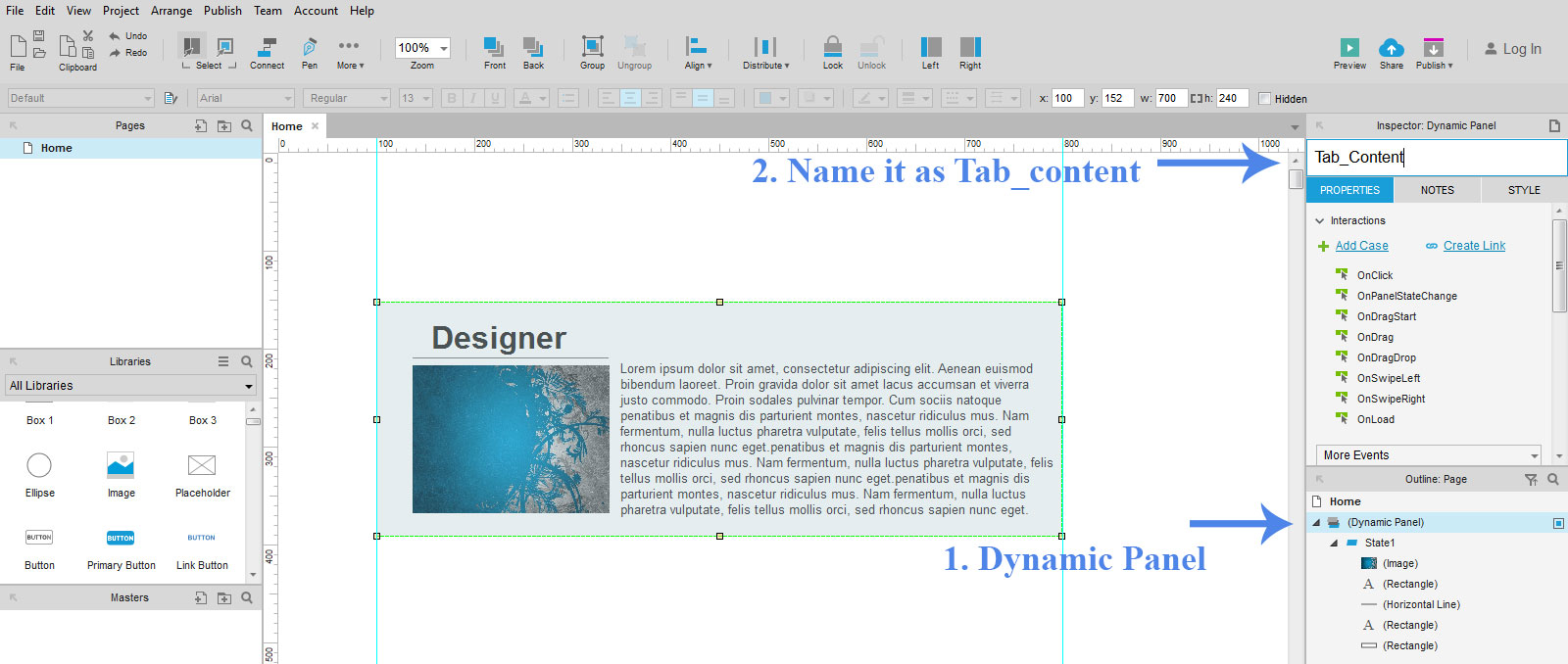 UI/UX Design: TAB CONTROL Using Axure RP 8