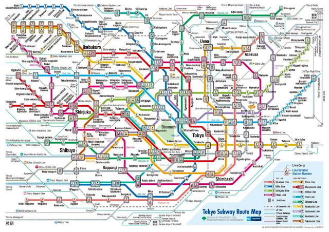แผนที่รถไฟฟ้าใต้ดินโตเกียว - Tokyo Subway Route Map