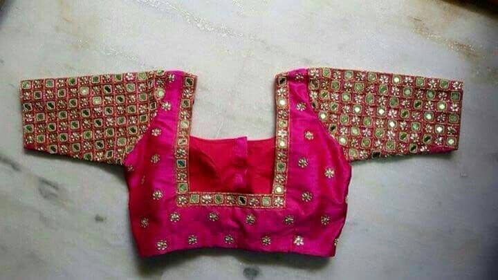 Mirror work Blouse in Pink - Saree Blouse Patterns