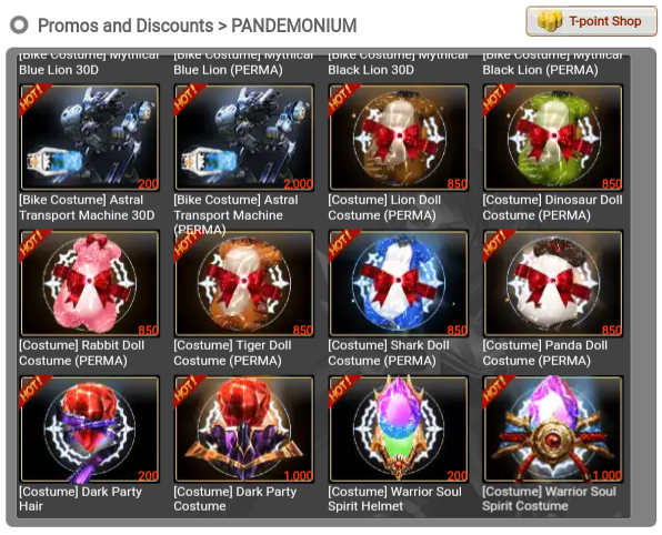 New @ Item Shop: Costumes and Bike Costumes