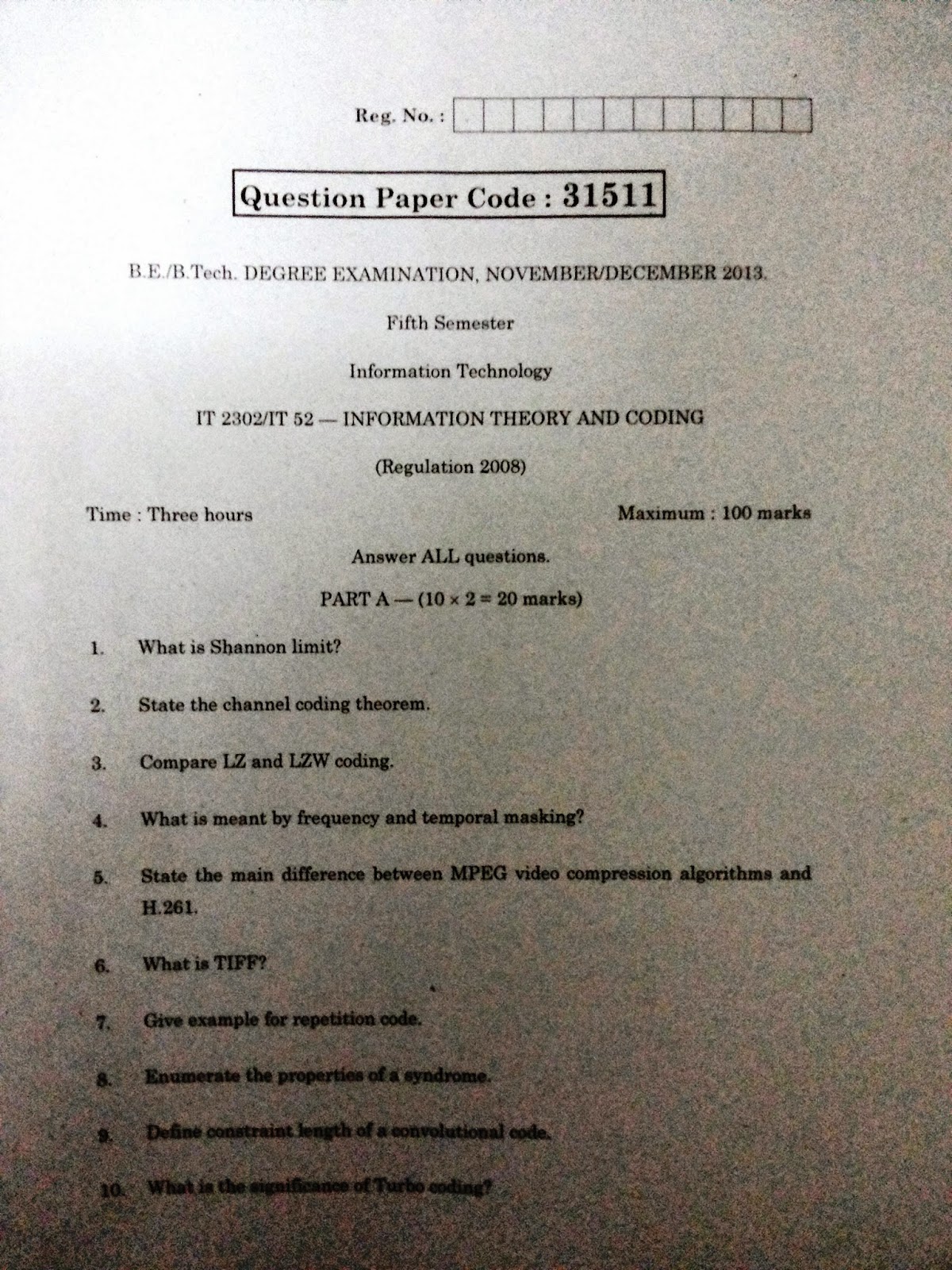 IT 2302/IT 52 - Information Theory and Coding: Anna University B.Tech ...