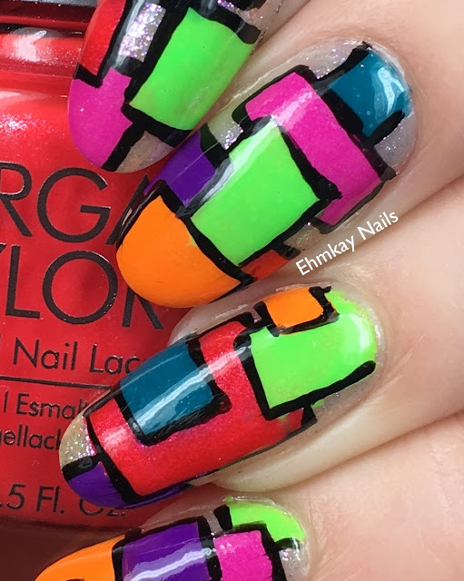 ehmkay nails: Neon Geometric Nail Art with Morgan Taylor Make a Splash