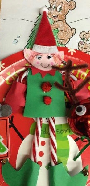 Kathy's Art Project Ideas: Candy Cane Elf Christmas Ornament Craft