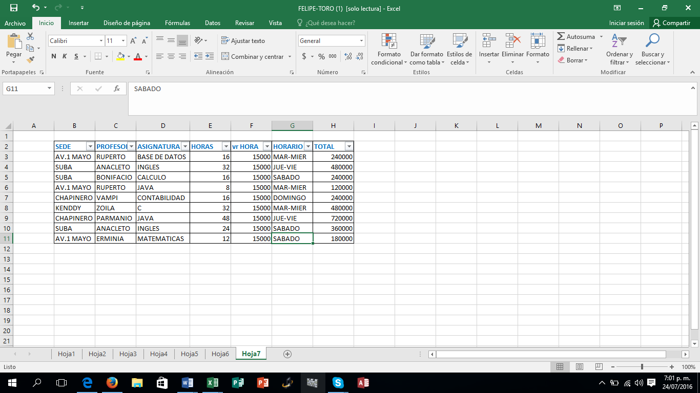 INFORMATICA BÁSICA : FILTROS EN EXCEL