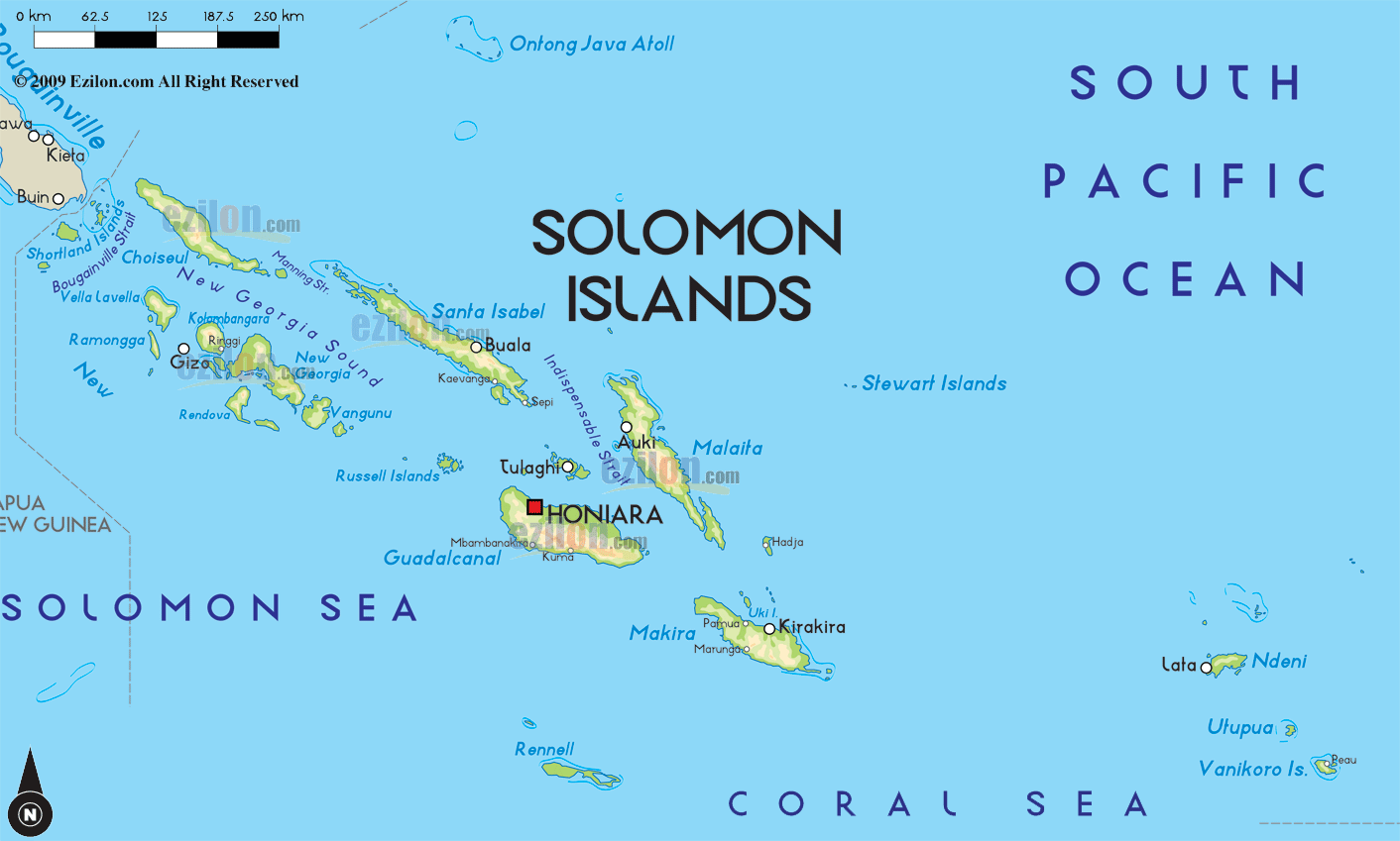 ISLAS SALOMÓN - MAPAS GEOGRÁFICOS DE LAS ISLAS SALOMÓN