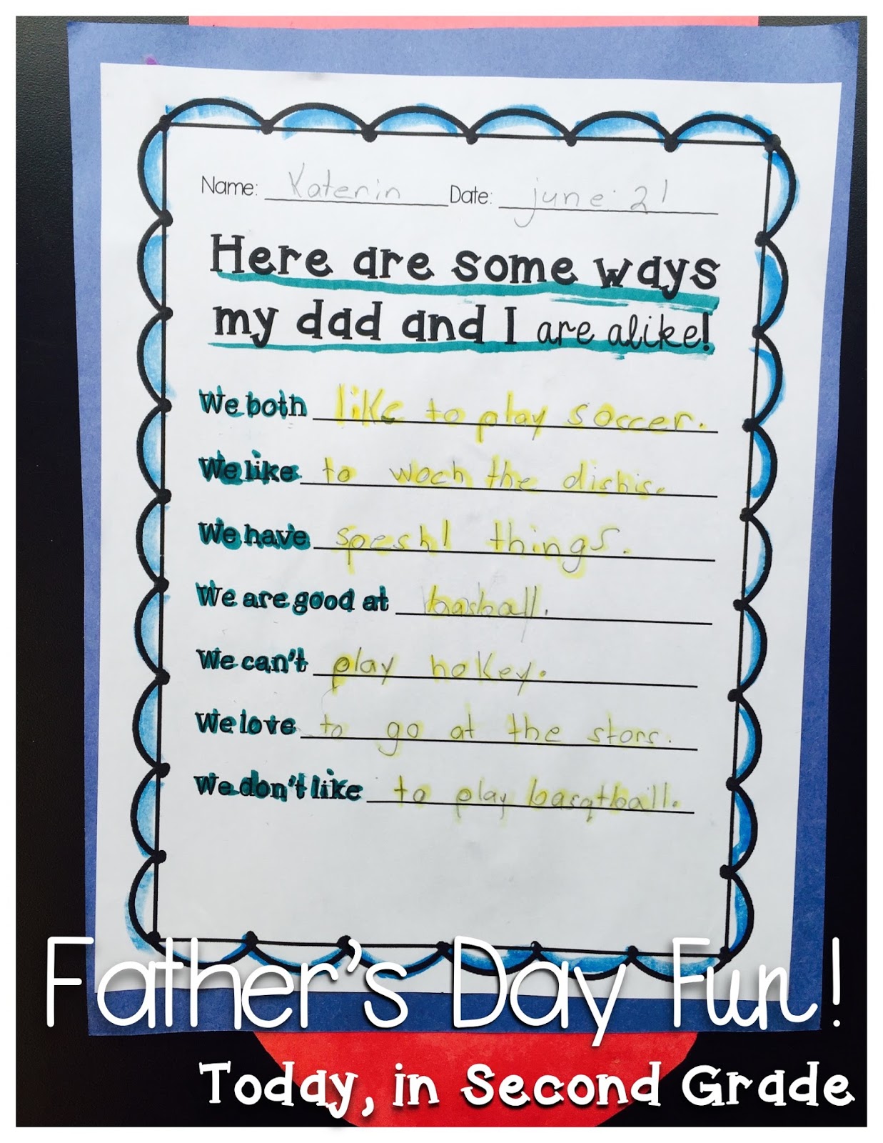 Father's Day Fun - Today in Second Grade