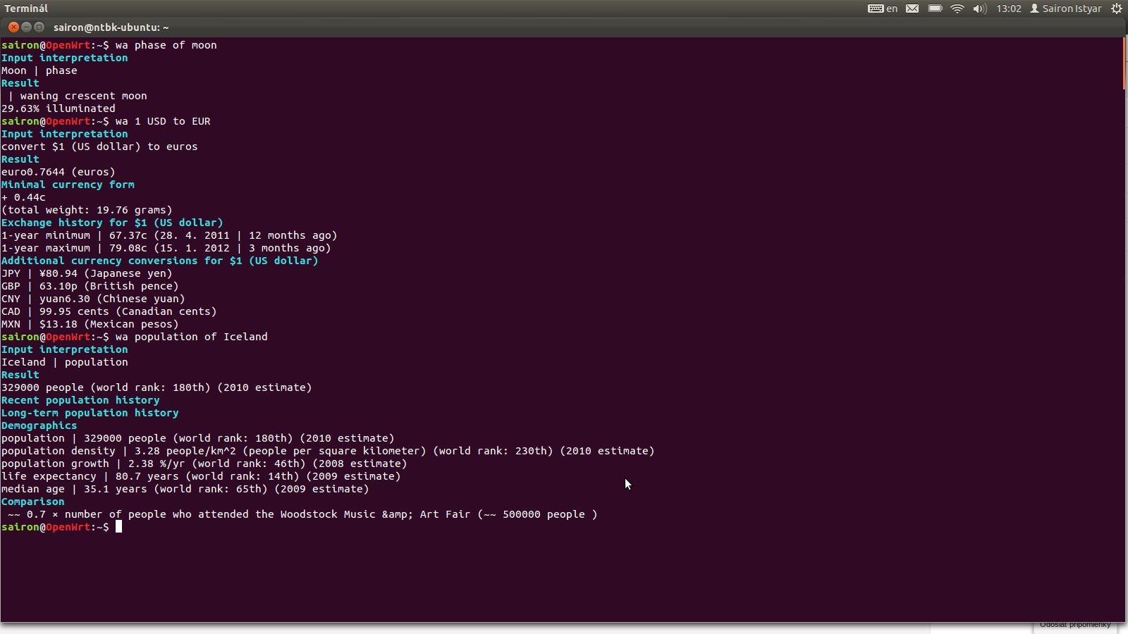 Saironiq's Blog: WolframAlpha CLI interface
