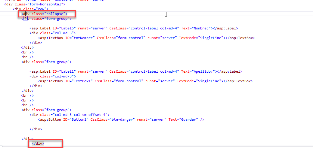 Code Tueni Como Agregar El Efecto Collapse A Un Div Y Activarlo Con Un Boton Aspnet
