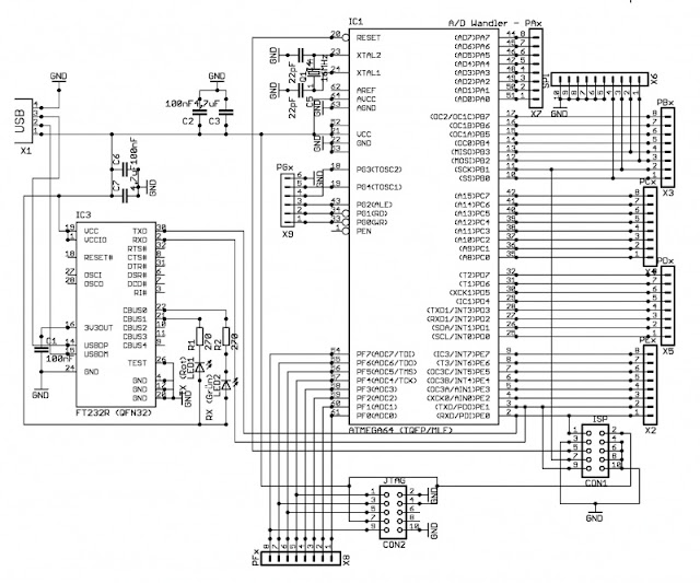 ELECTRONIC CIRCUIT: ATmega64 Test Board