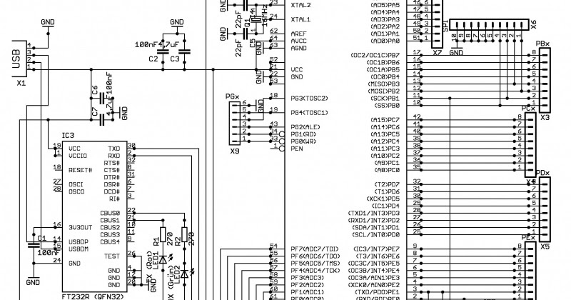 ELECTRONIC CIRCUIT: ATmega64 Test Board