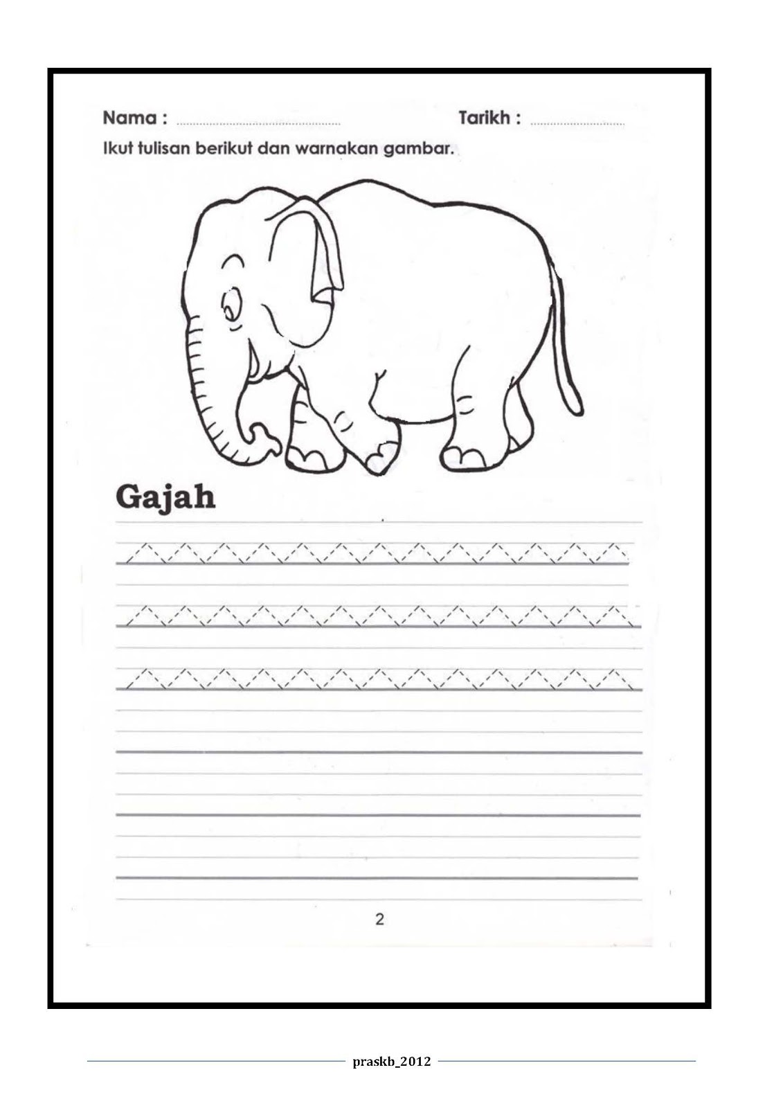 PRASEKOLAH SK PESANG BEGU: Lembaran PraTulisan