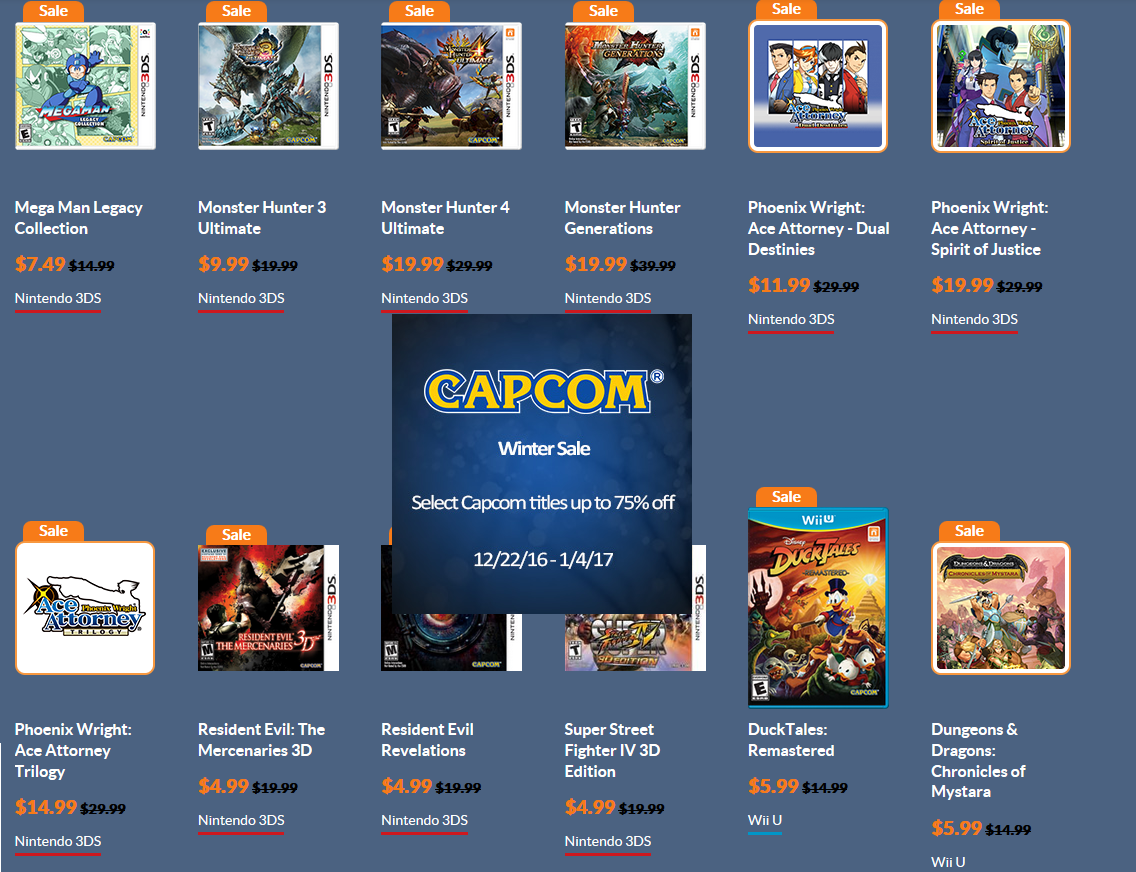 KoopaTV: CAPCOM's Nintendo Winter 2016 Sale