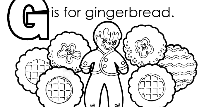 Crayon Palace: "G is for gingerbread" alphabet coloring page