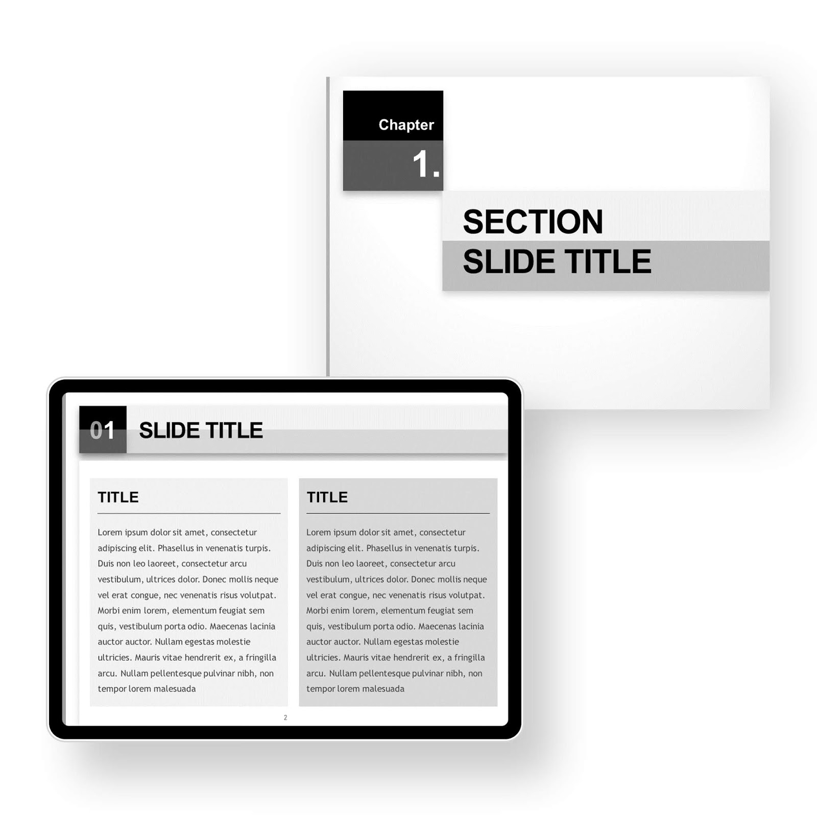 Square Modern Grayscale PowerPoint Templates - PowerPoint Free