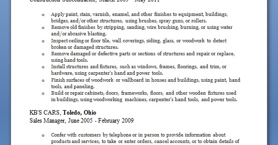 Construction Subcontractor Resume Format in Word Free Download