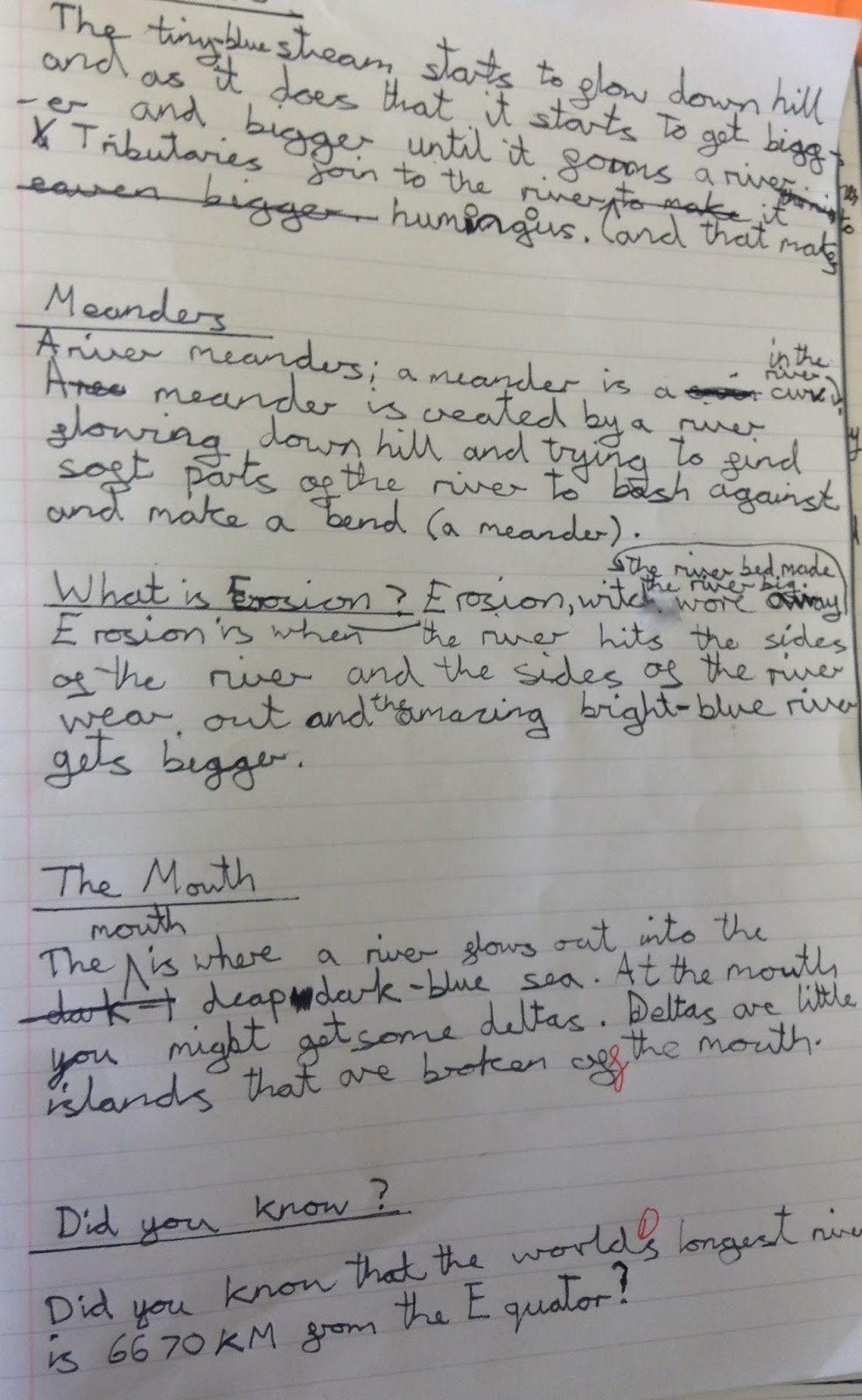 Year Five: River System Explanation Texts