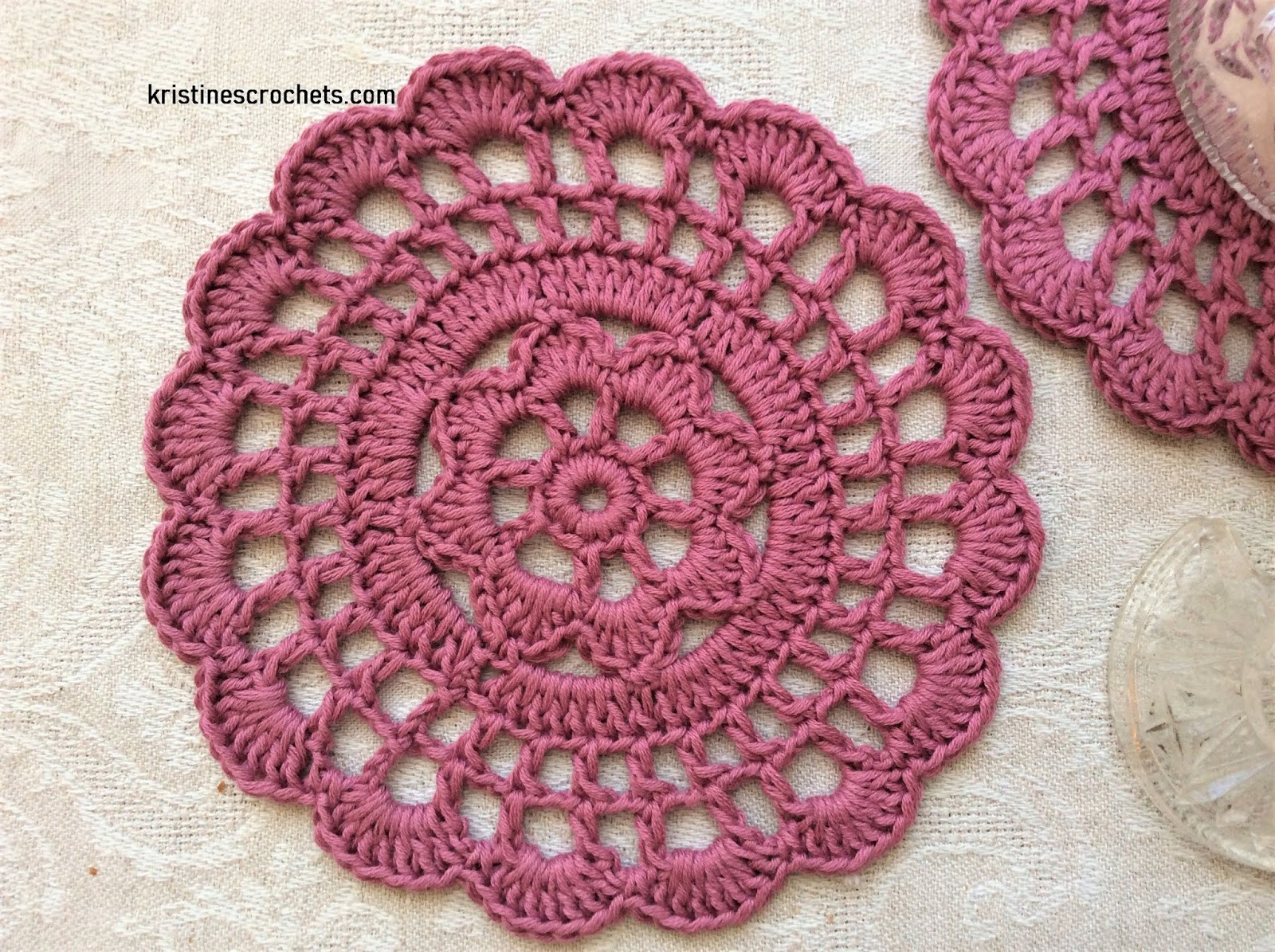 KristinesCrochets : Crochet Floral Doily Coaster Free Pattern