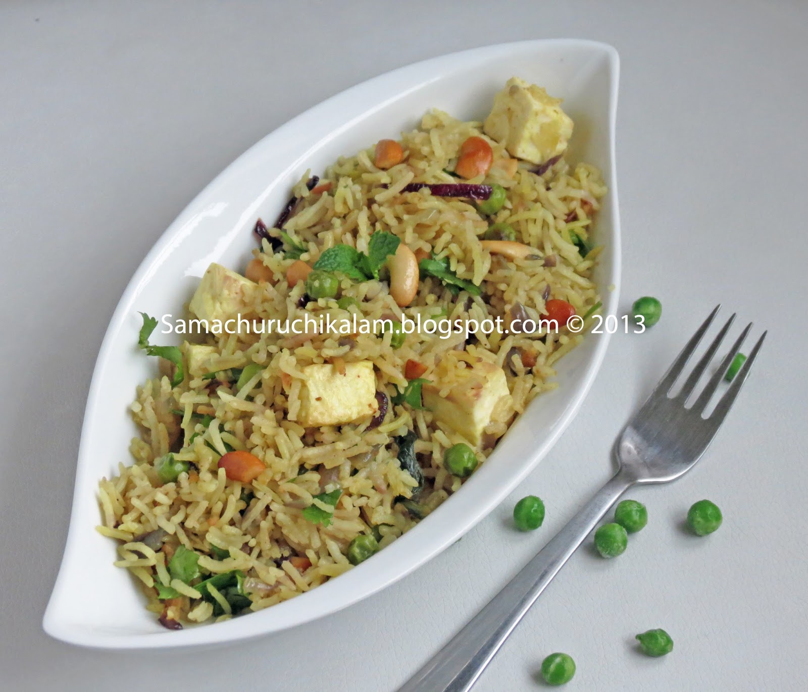 Recipes from Manju's kitchen: Paneer Ke Chawal / Indain Cheese Rice