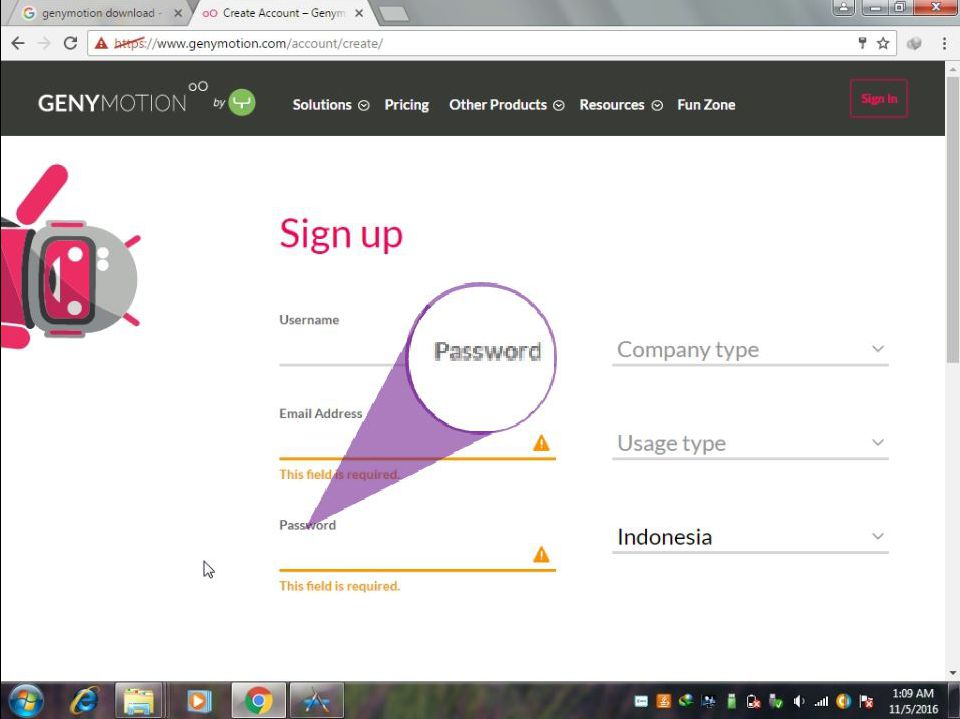 How to create genymotion account.: How to create Genymotion Account.