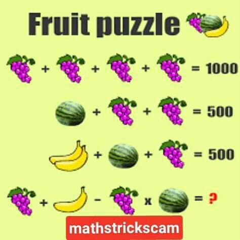 THREE FRUITS MATHS QUESTIONS AND ANSWERS THAT WILL BLOW YOUR MIND.