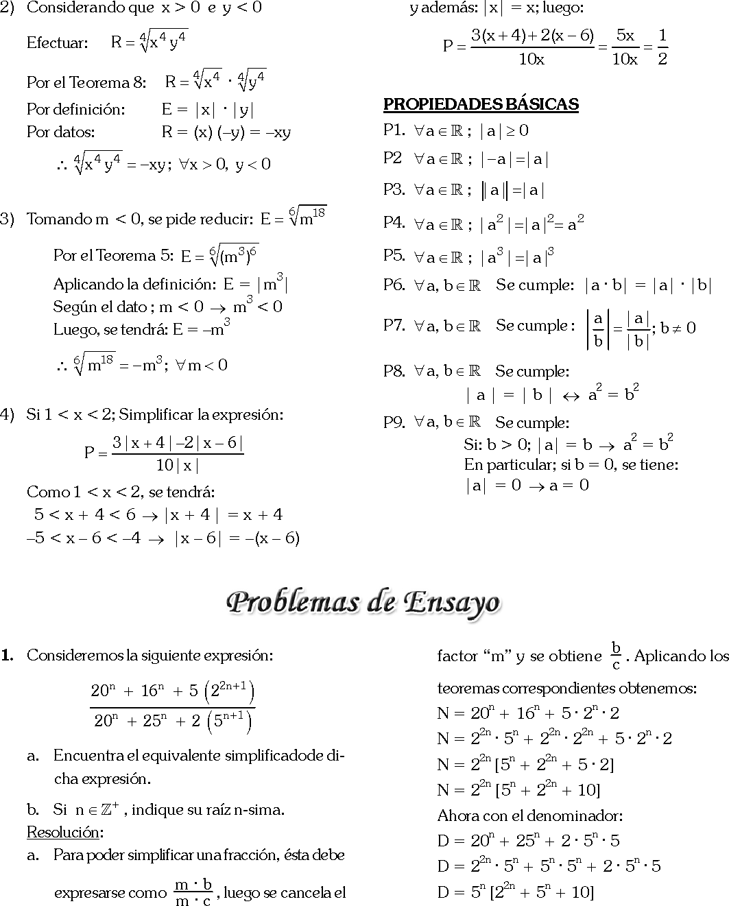 TEORIA DE EXPONENTES EJERCICIOS RESUELTOS PDF