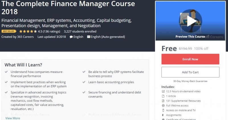 [100% Off] The Complete Finance Manager Course 2018| Worth 194,99 ...