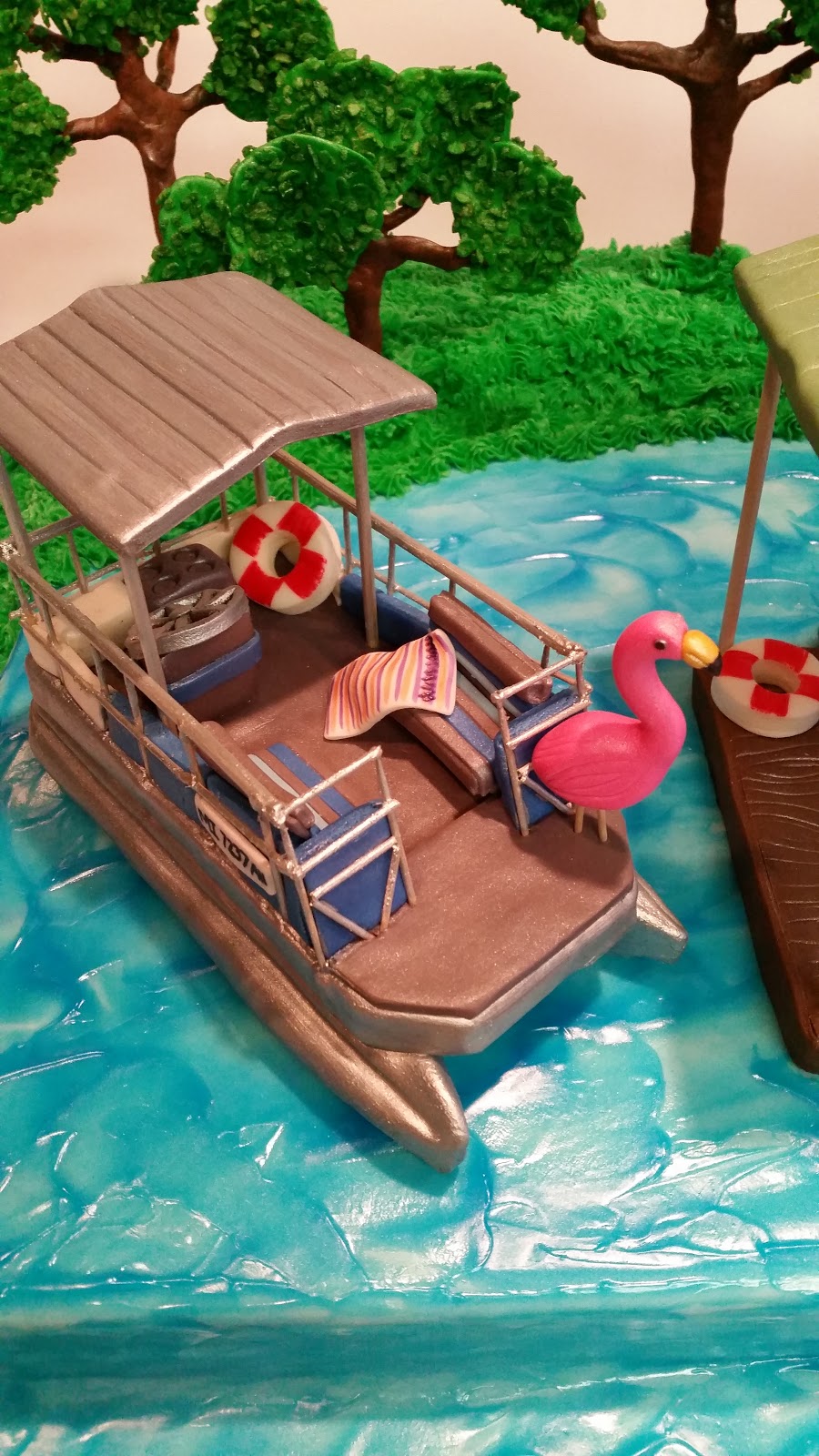 MyMoniCakes: Moon lake replica cake with pontoon boat and jet ski