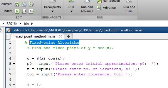 Fixed-point iteration Method for Solving non-linear equations in MATLAB(mfile) - MATLAB Programming