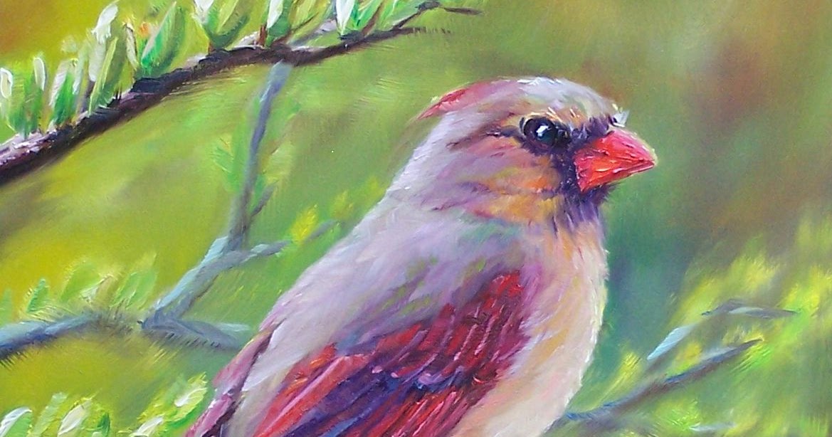 Donna Munsch Fine Art: Original Oil Painting Female Cardinal