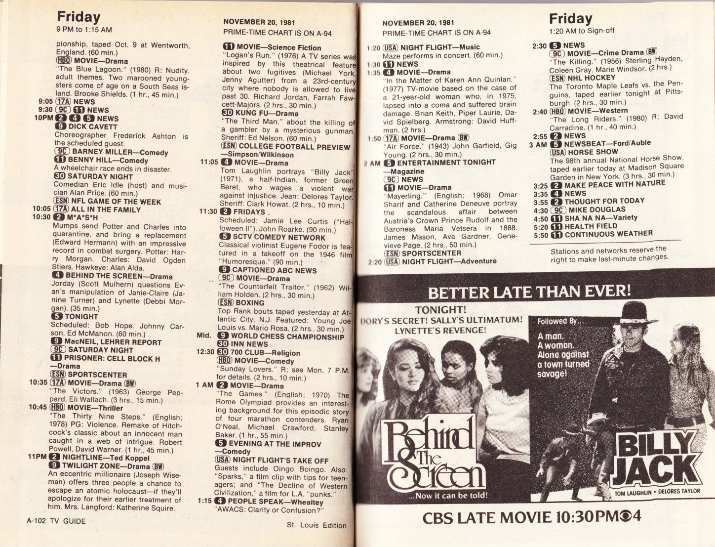 Garage Sale Finds: What was on TV November 14th through 20th, 1981