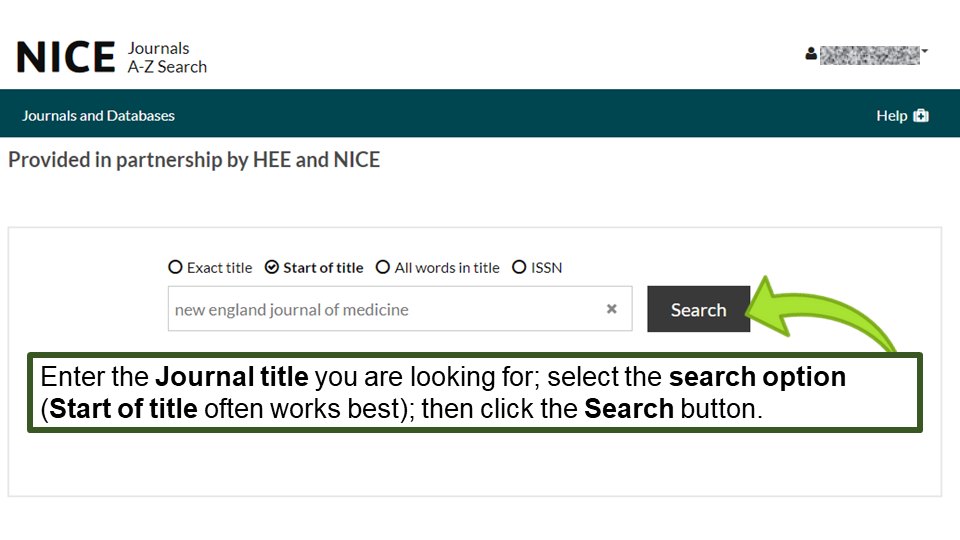 Finding NHS eJournals and accessing full-text – step-by-step
