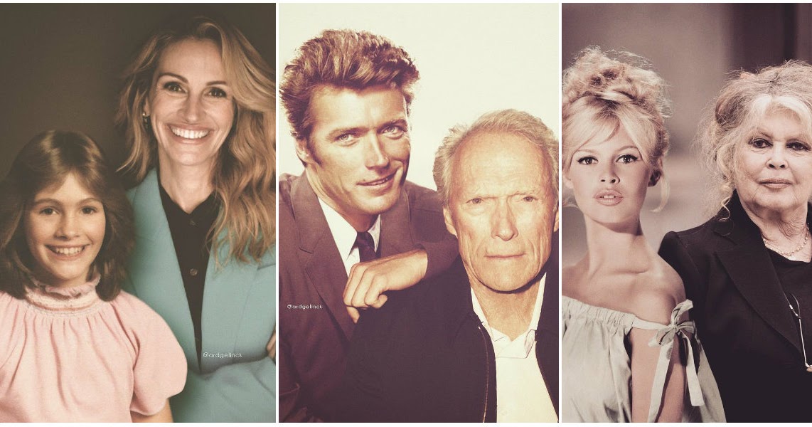 30 Amazing Then & Now Portraits of Famous Actors Posing With Themselves ...