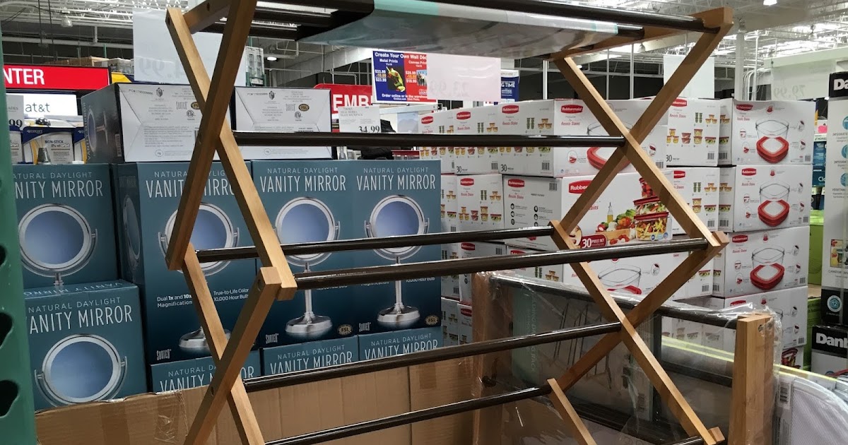 Vanderbilt Folding Drying Rack Bamboo & Steel | Costco Weekender