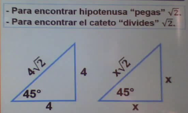 Triángulos con un ángulo de 45 grados (incompleto)