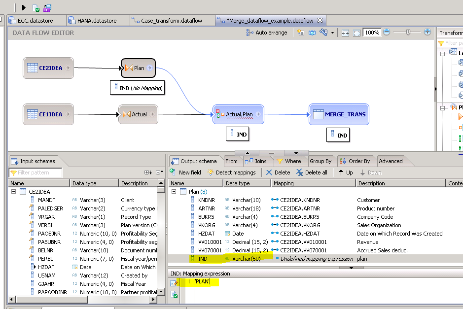 SAP TECH: Implementing Merge Transformation: