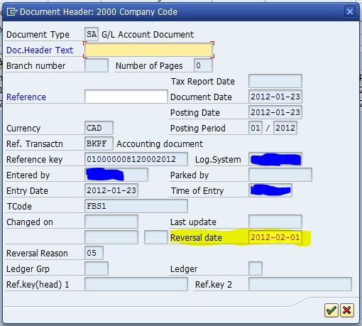 SAP FICO Corner: How to reverse an Accrual Journal Entry in a different ...