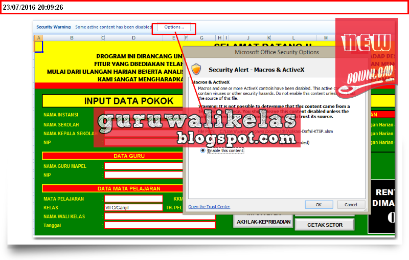 Aplikasi Raport dan Daftar Nilai SMP/MTS Kurikulum KTSP New Update 2016 ...
