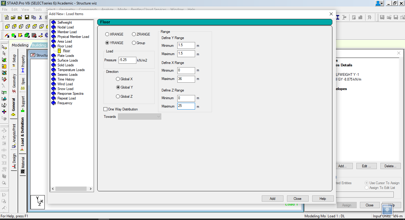 Structural Solutions: "STAAD PRO"-loading(dead and live loads)
