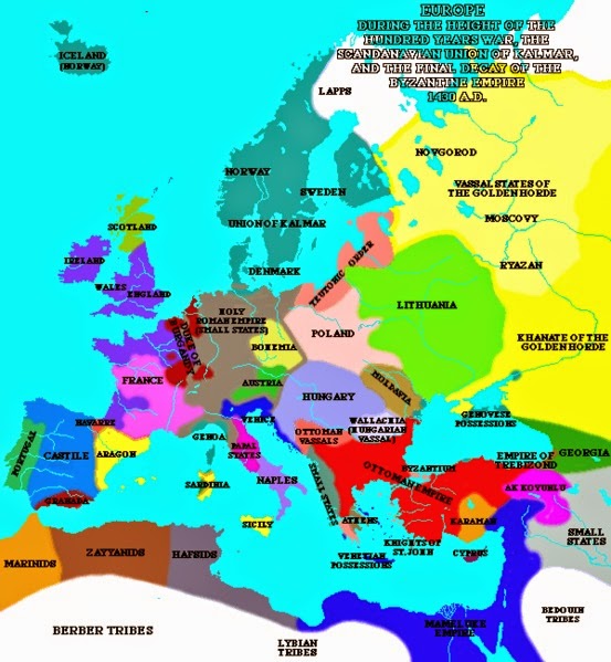 Europe 1430 - A Historic Map of Europe in 1430