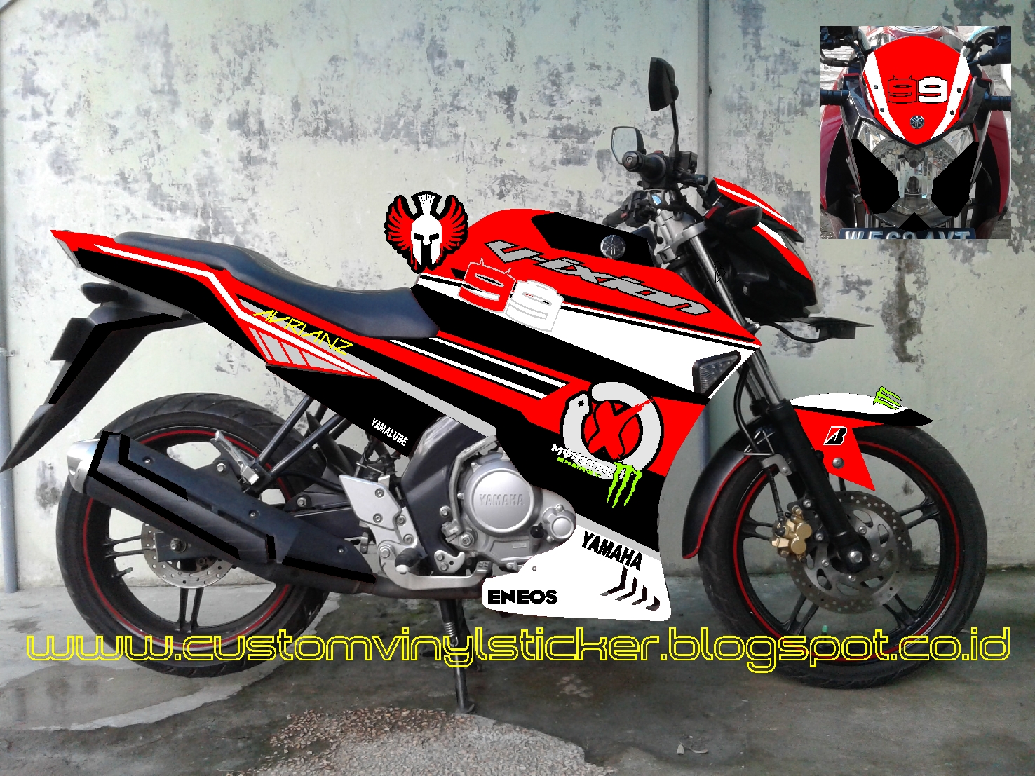STICKRENZ: Yamaha Vixion Black - Custom Lorenzo Sticker Concept