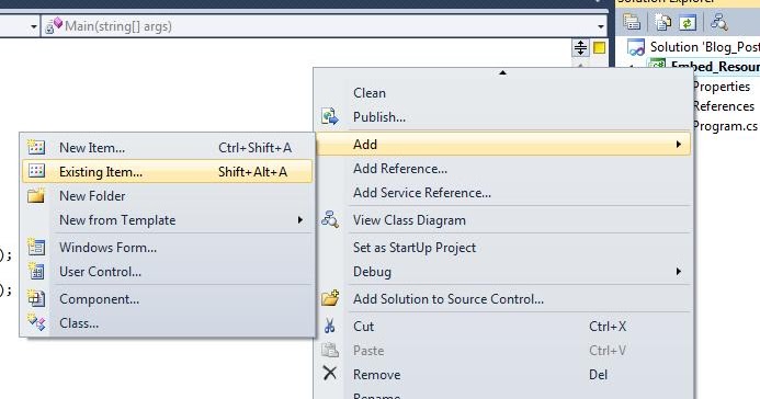 How to embed exe or resource file in c# assembly
